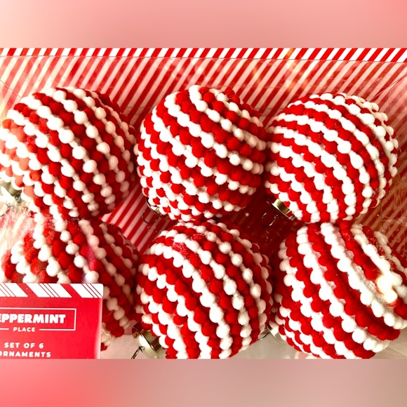 peppermint place | Holiday | 6 Christmas Fabric Peppermint Stripes Ball ...